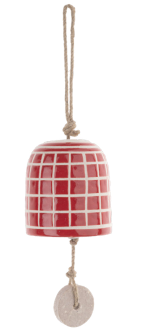 Ceramic check bell- red – okoboji love